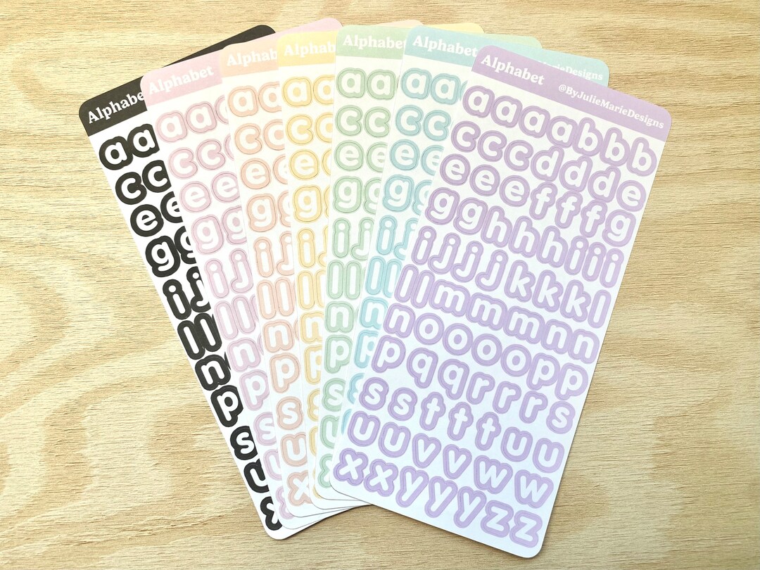 Pastel Lowercase Alphabet Deco Stickers | Matte Letter Journaling ...