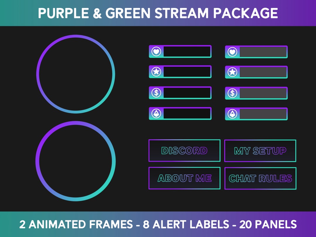 Neon Purple and Green Animated Circle Webcam Frames With Alert - Etsy