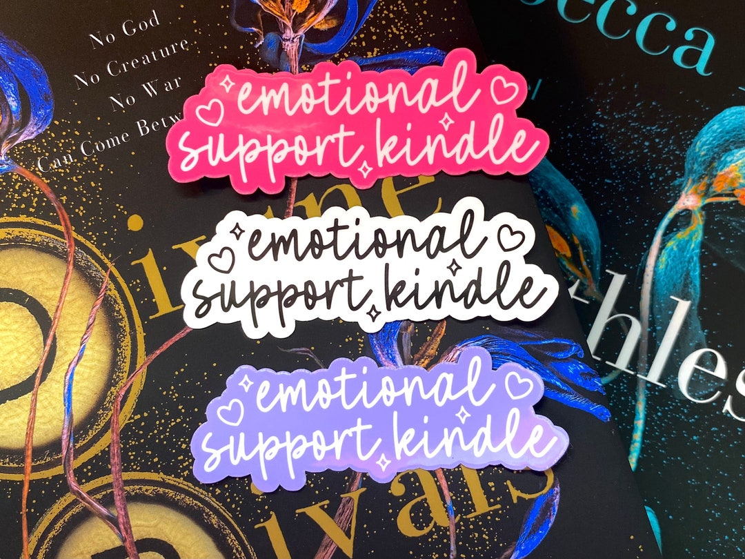Emotional Support Kindle Sticker Glossy Die Cut Laptop Stickers Kindle ...