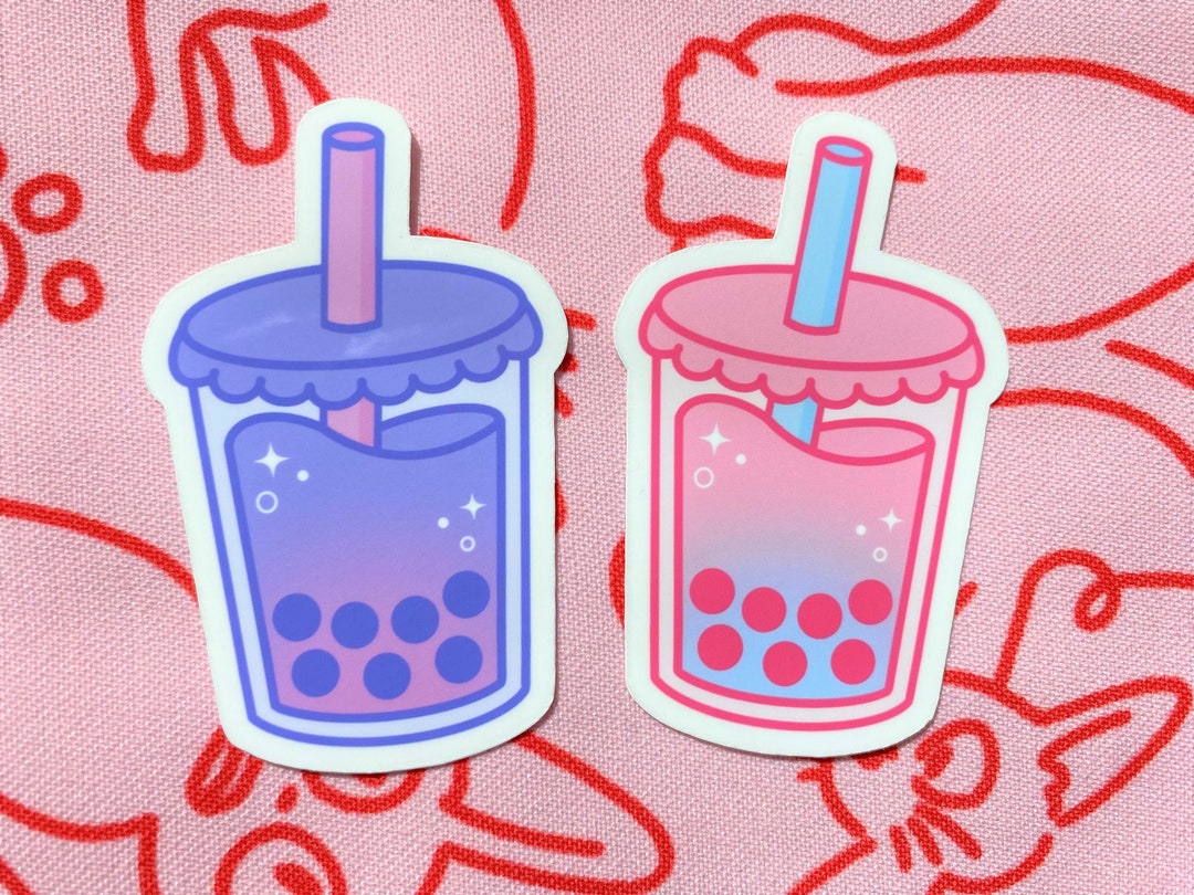 Cute Boba Sticker | Purple and Pink Bubble Tea Sticker | Laptop and ...