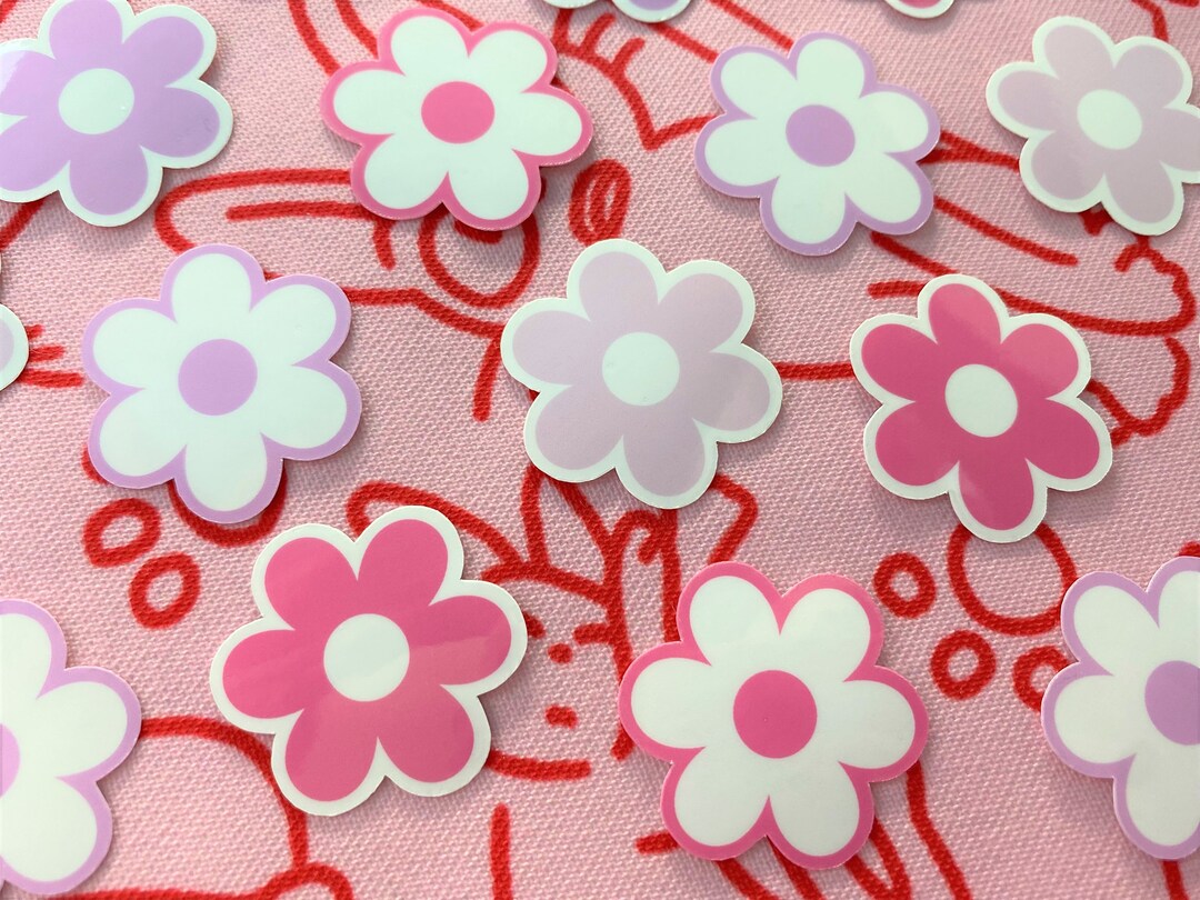 Pink Flower Sticker Pack | Glossy Vinyl Stickers - Etsy