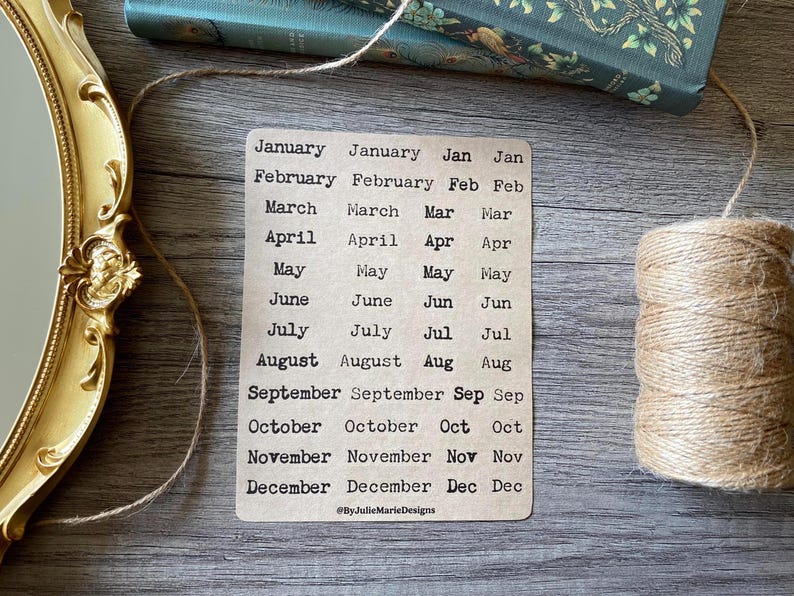 Vintage Inspired Months of the Year Planner Stickers | Monthly Bullet ...