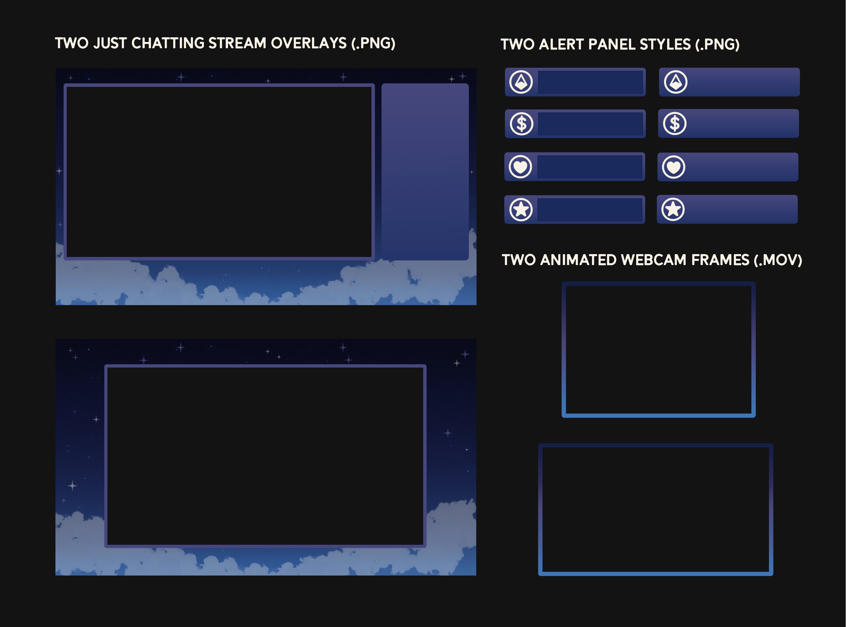 Animated Night Sky Twitch Overlay Package Animated Twitch - Etsy