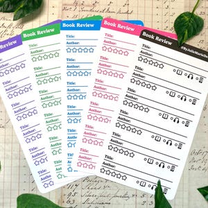 Mini Book Review Sticker Sheet | Book Rating Journaling Stickers ...