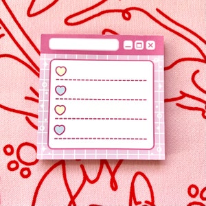 Handmade Cute Y2K Inspired Browser Memo Note Pad - 40 Sheets Tear Away ...