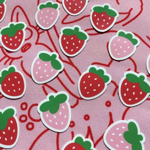 Small Strawberry Glossy Sticker Pack | Pink and Red Strawberry Stickers ...