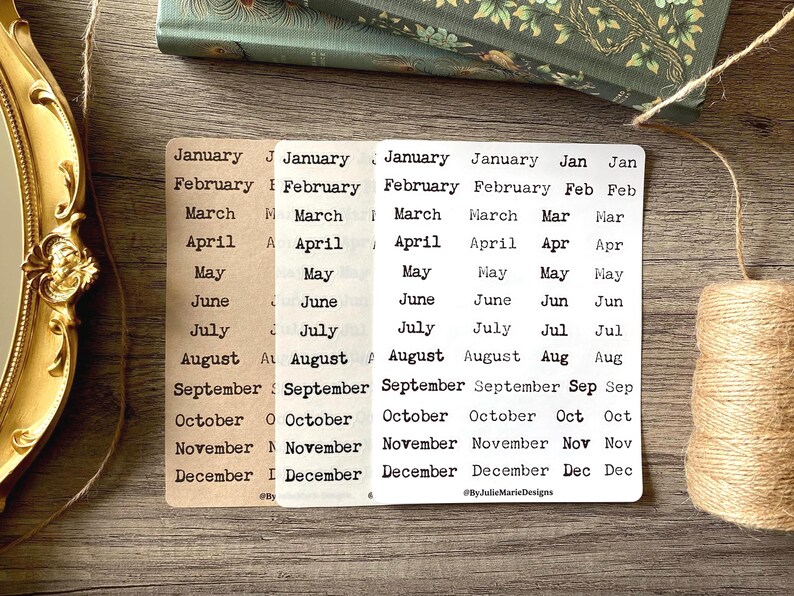 Vintage Inspired Months of the Year Planner Stickers | Monthly Bullet ...