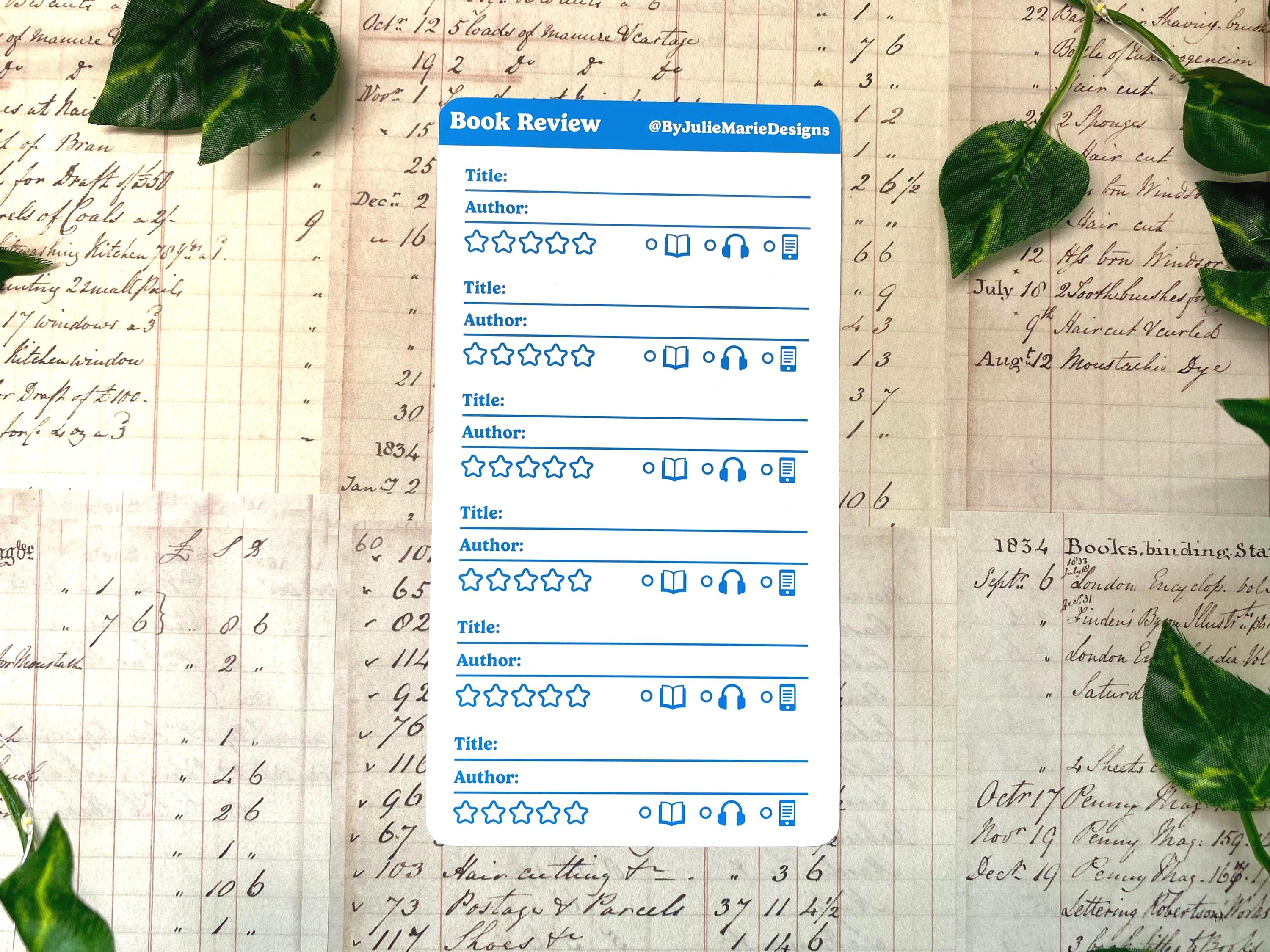 Mini Book Review Sticker Sheet | Book Rating Journaling Stickers ...
