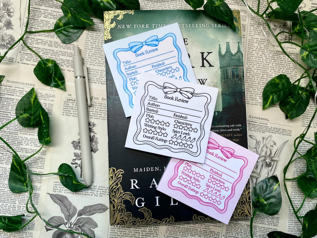 Mini Book Review Sticky Notes - 3" X 3" Coquette Bow Book Rating Sticky ...