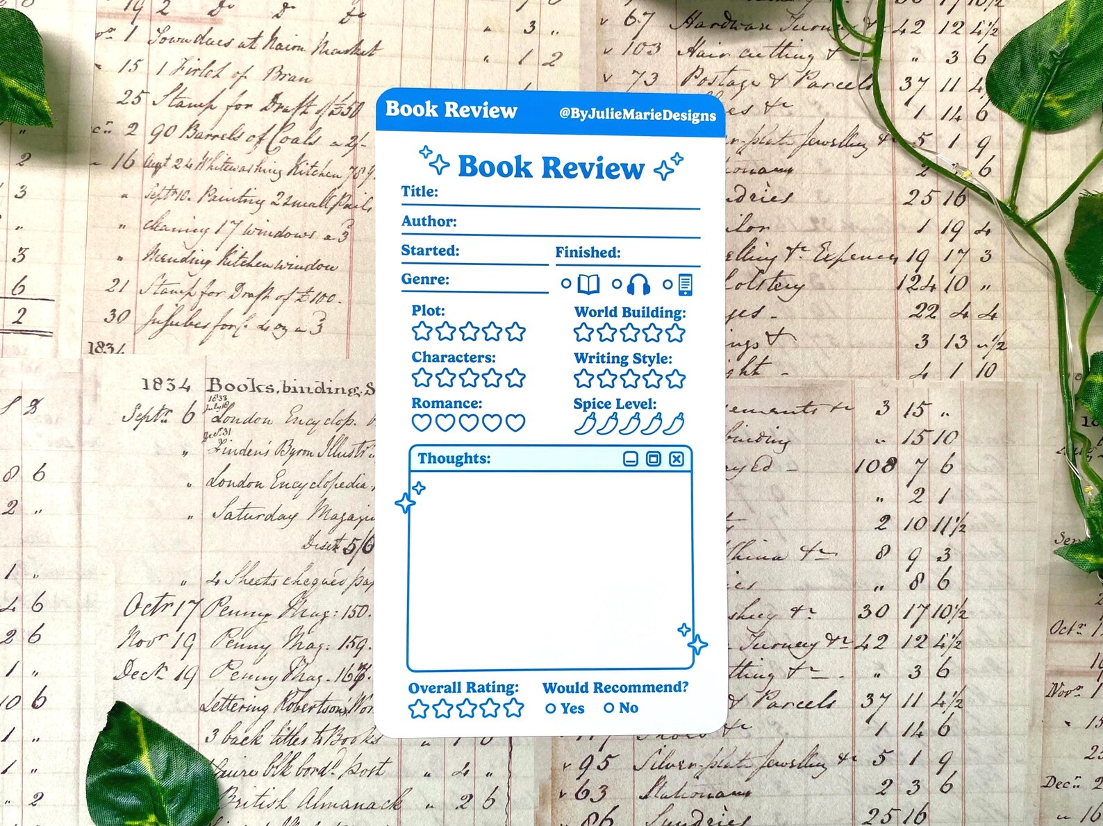Book Review Sticker | Book Rating Journaling Stickers | Cute Bookish ...