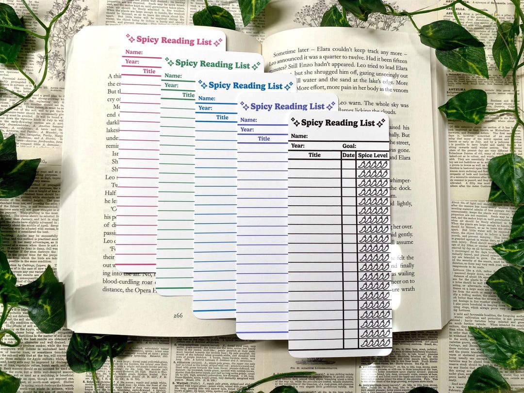 Spicy Romance Reading List and Rating Bookmark | Double-sided Tracker ...
