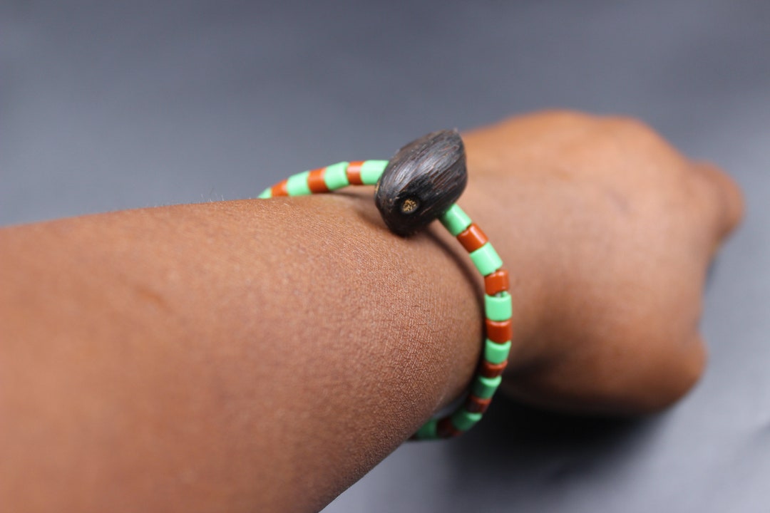 Pulsera Ileke/Ide Ifa Orunmila con Ikin / Cuentas Yoruba Verdes y ...