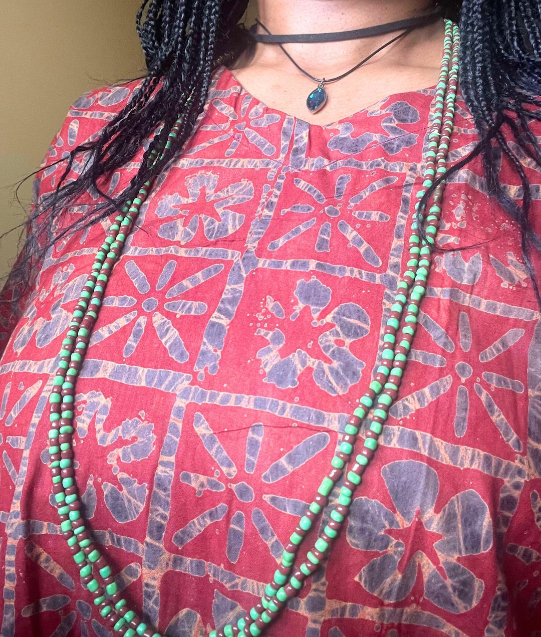 Ide/ileke Ifa Orunmila Beaded Necklace/waist Beads | Green and Brown ...