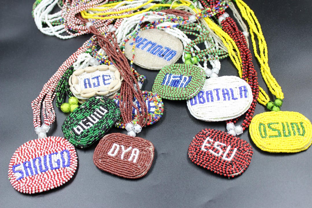 Orisa Beaded Medallion Necklace | Osun, Aje, Egbe, Ogun, Oya, Ifa ...