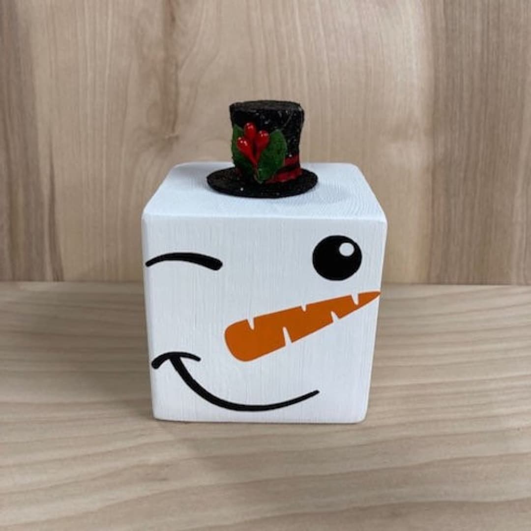 Wooden Block Snowman - Etsy