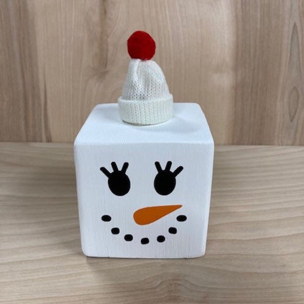 Wooden Block Snowman - Etsy