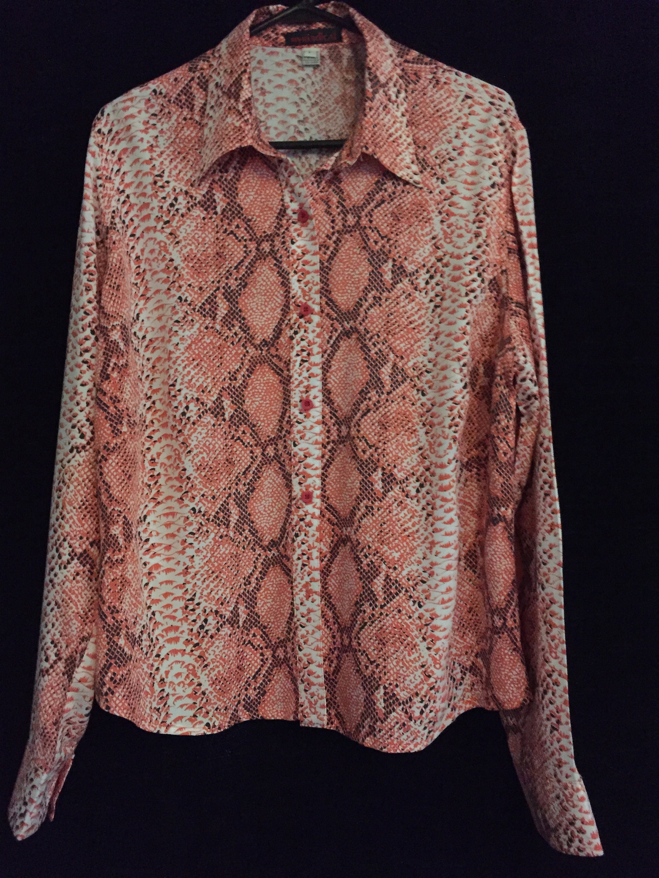 Peach Snakeskin Cotton Tailored Shirt - Etsy New Zealand