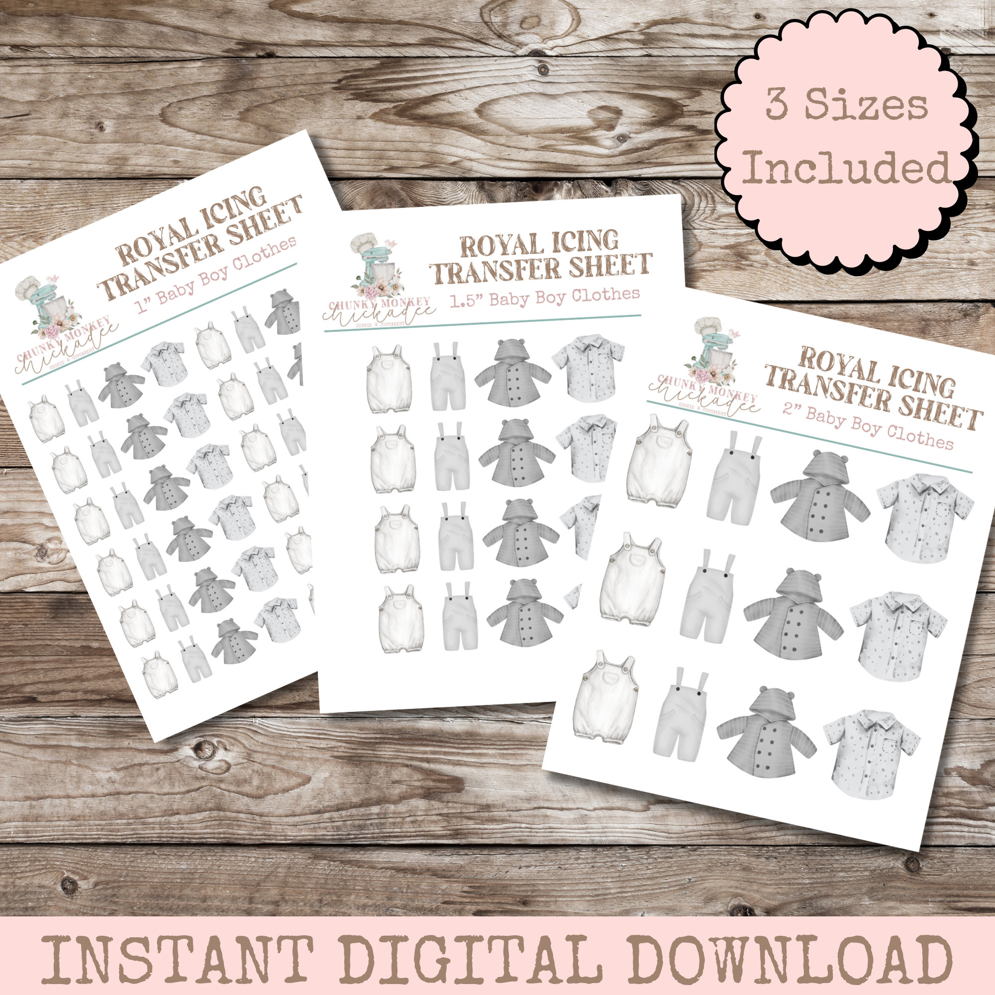 Baby Clothes Royal Icing Transfer Sheet, Royal Icing Template, Royal ...