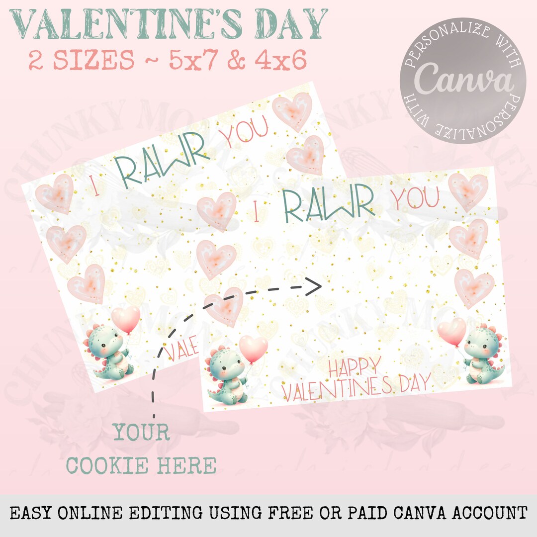 CANVA Editable Valentine Cookie Card, Cookie Card, Printable Cookie ...