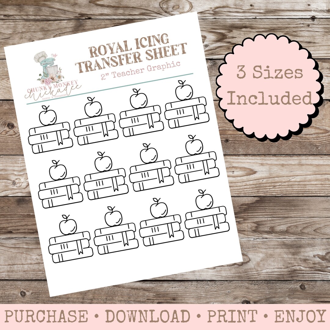 Teacher Royal Icing Transfer Sheet, Royal Icing Template, Royal Icing ...