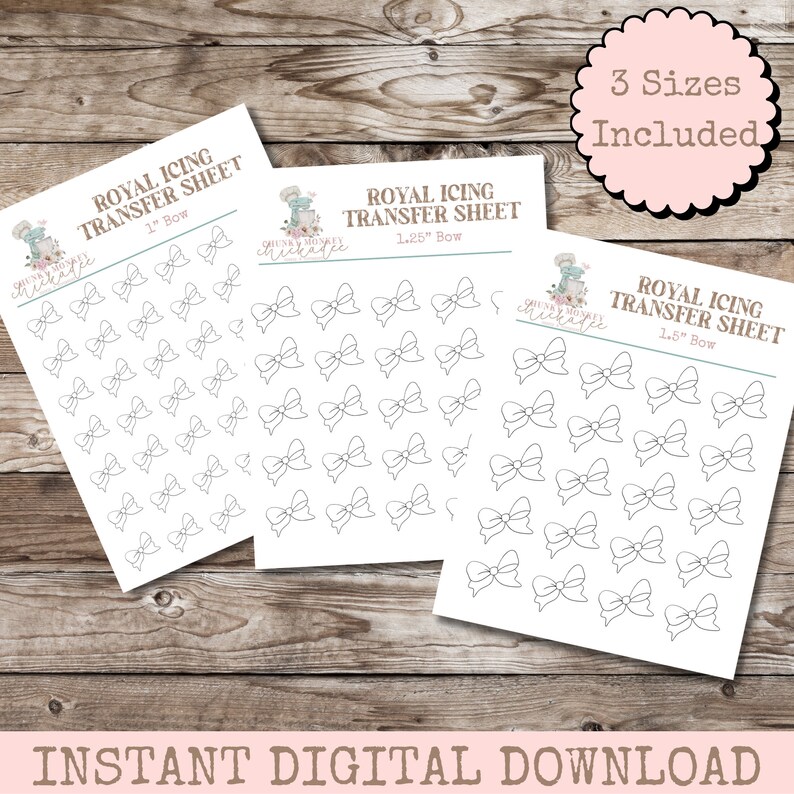 Bow Royal Icing Transfer Sheet, Royal Icing Template, Royal Icing ...
