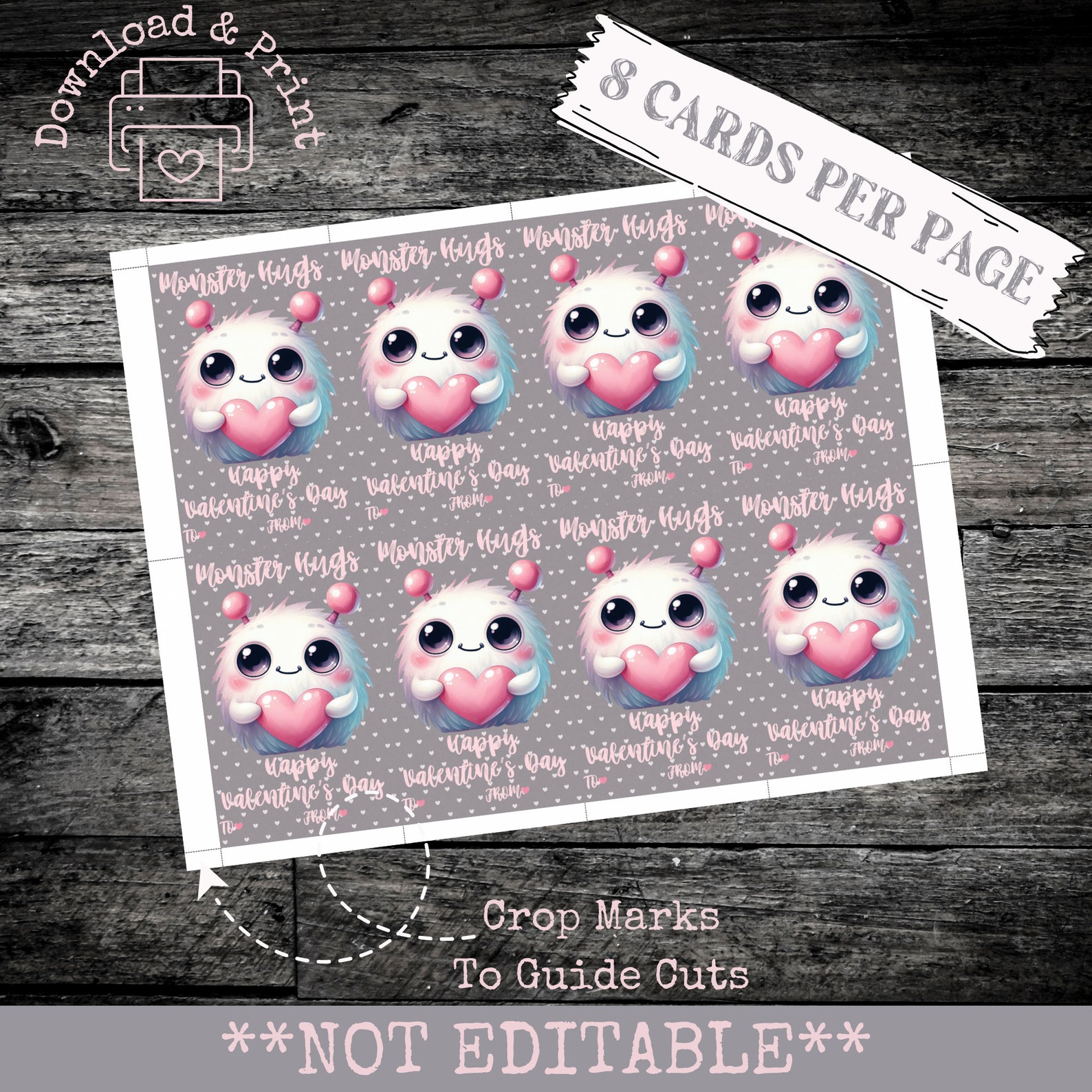 PRINTABLE Valentine, Printable Card, Classroom Valentine Card, School ...