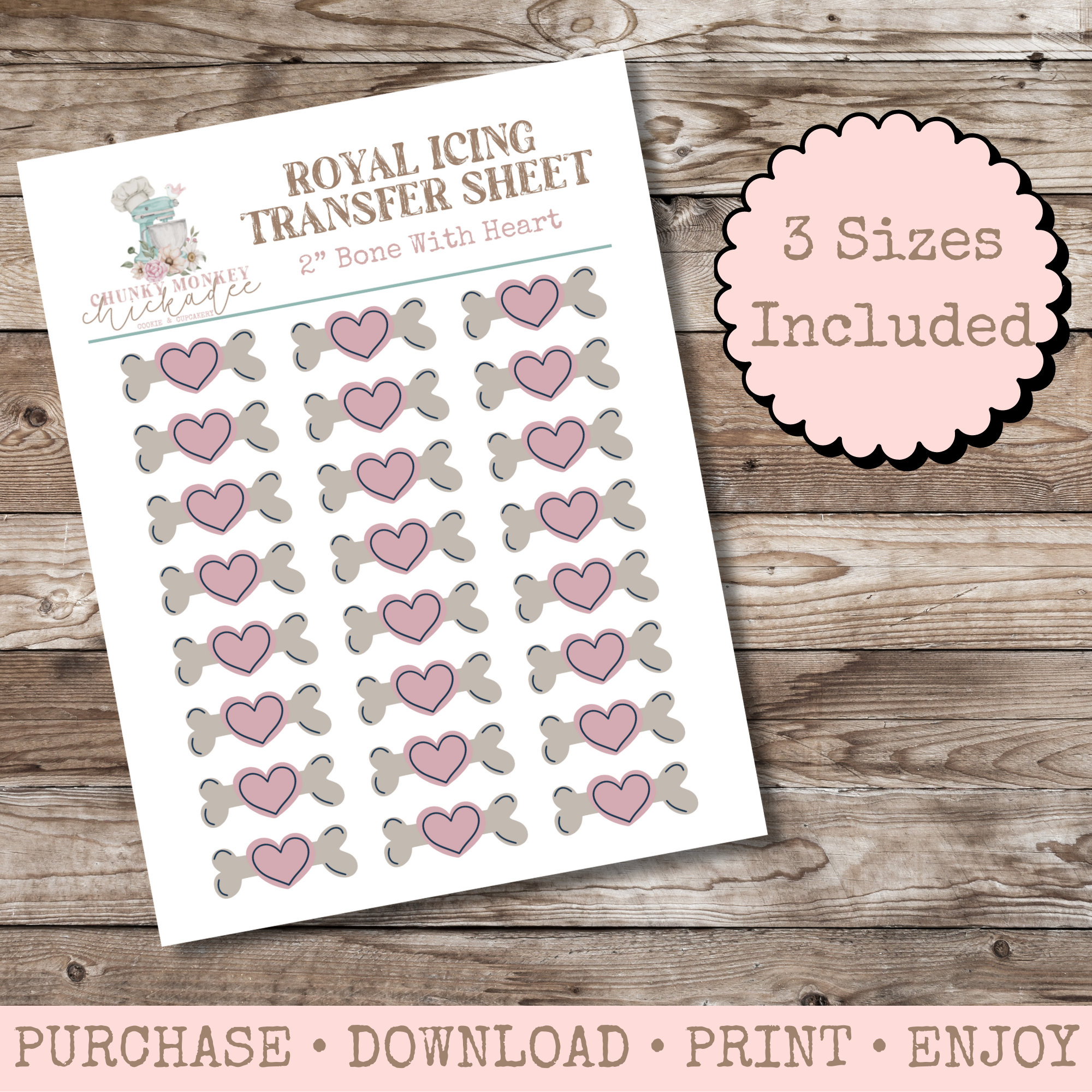 Dog Bone Royal Icing Transfer Sheet, Royal Icing Template, Royal Icing ...