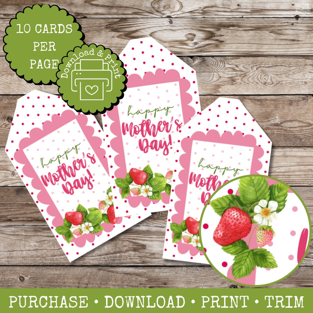 Strawberry Cookie Tag, Printable Party Favor Tags, Digital Download Tag ...
