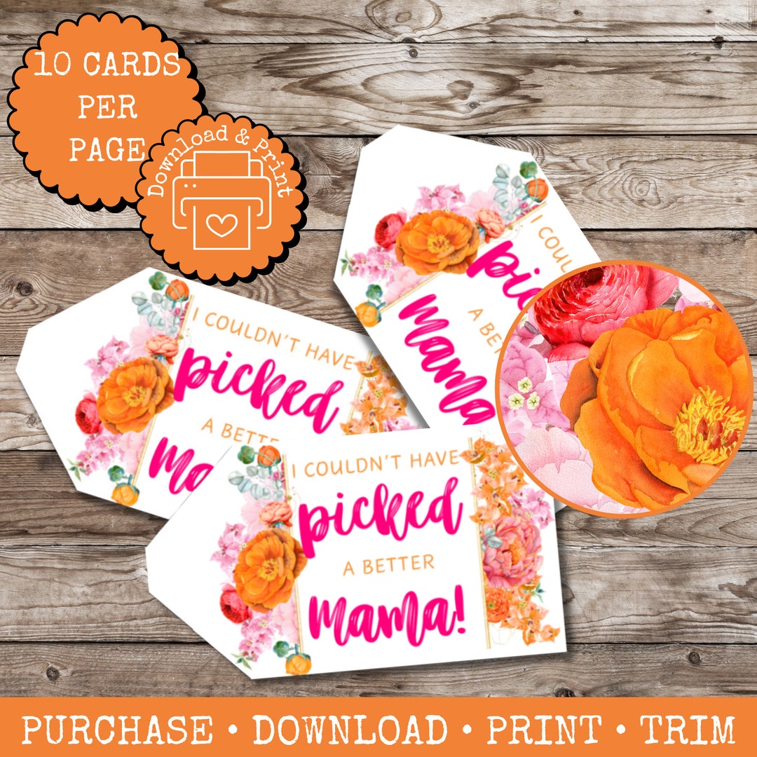 Floral Cookie Tag, Printable Party Favor Tags, Digital Download Tag ...