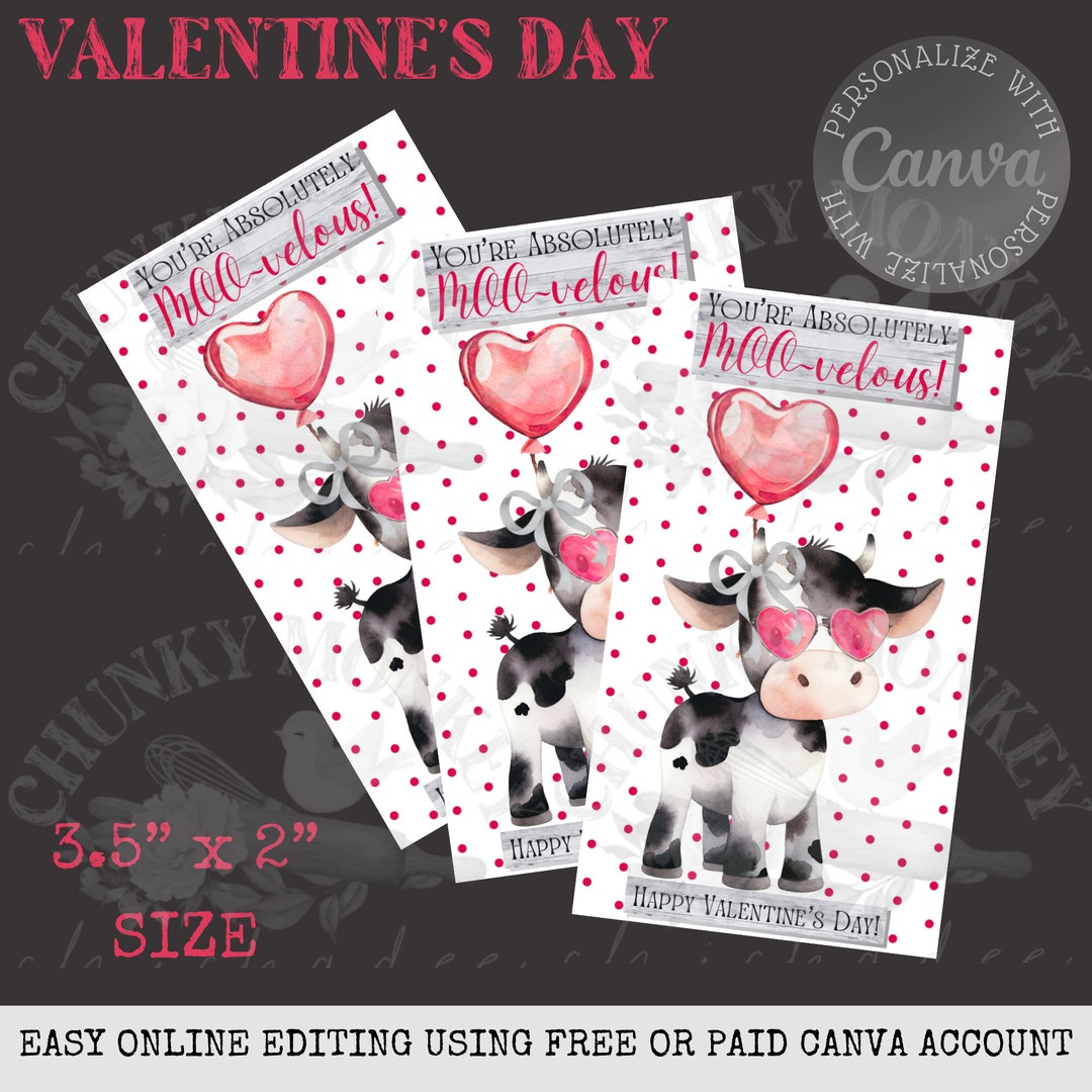 CANVA Editable Valentines Tag, Printable Cookie Tag, Digital Cookie ...