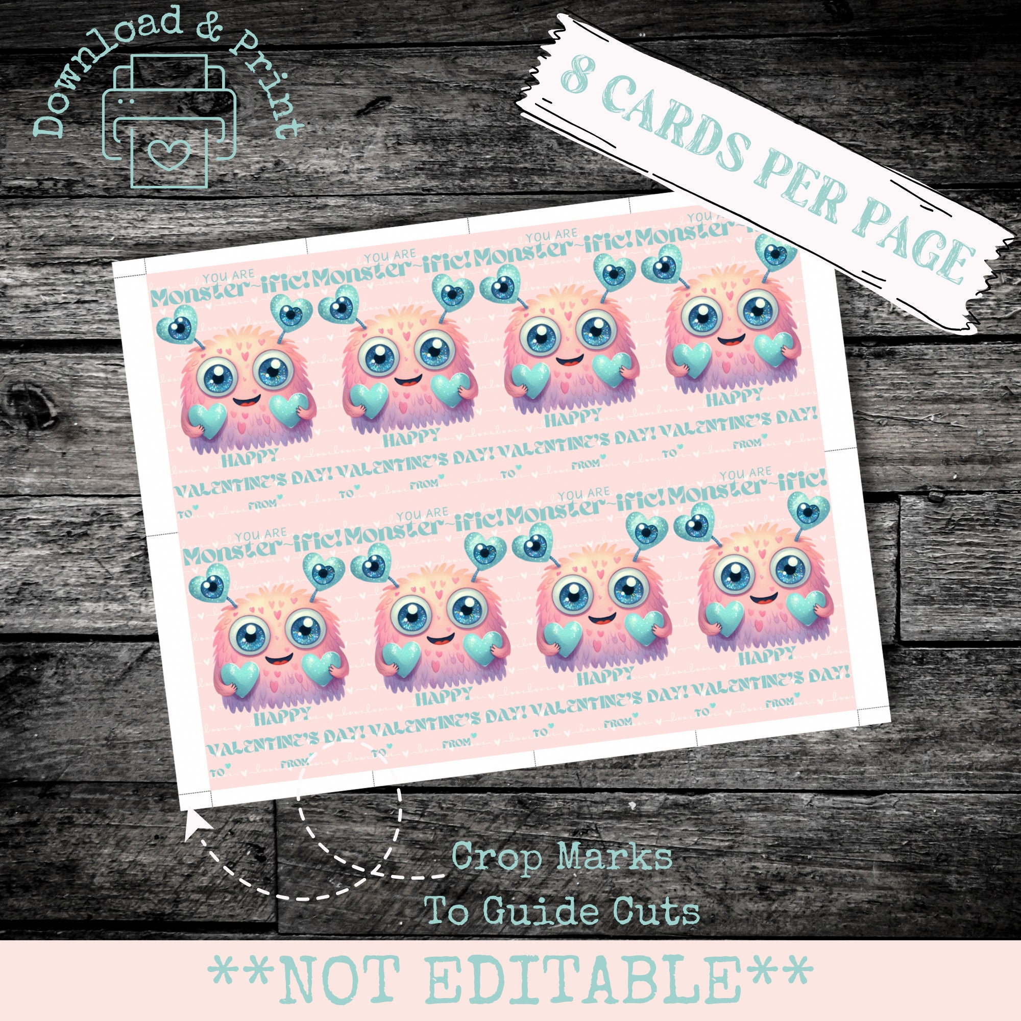 PRINTABLE Valentine, Printable Card, Classroom Valentine Card, School ...