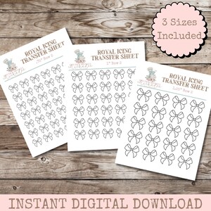 Bow Royal Icing Transfer Sheet, Royal Icing Template, Royal Icing ...