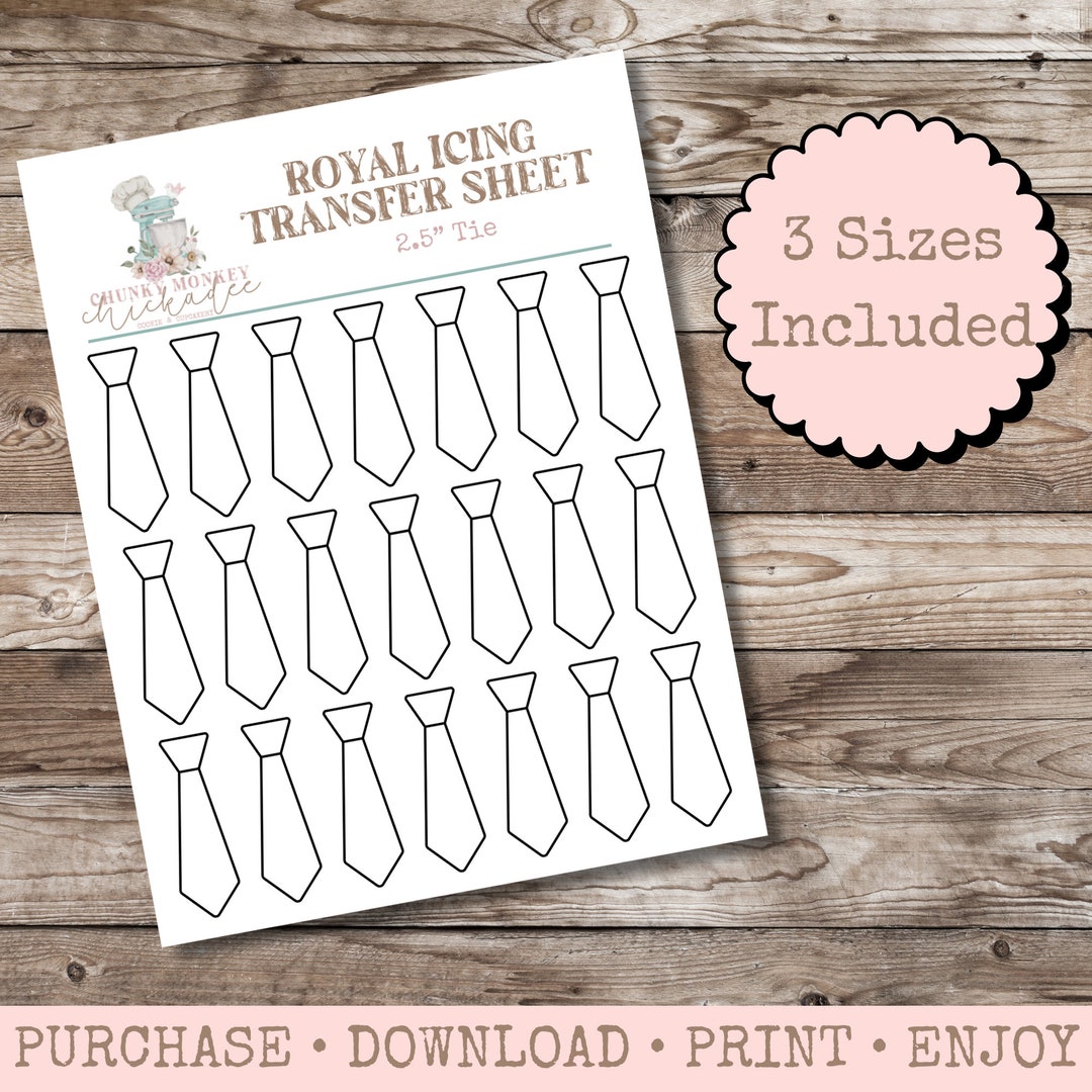Tie Royal Icing Transfer Sheet, Royal Icing Template, Royal Icing ...