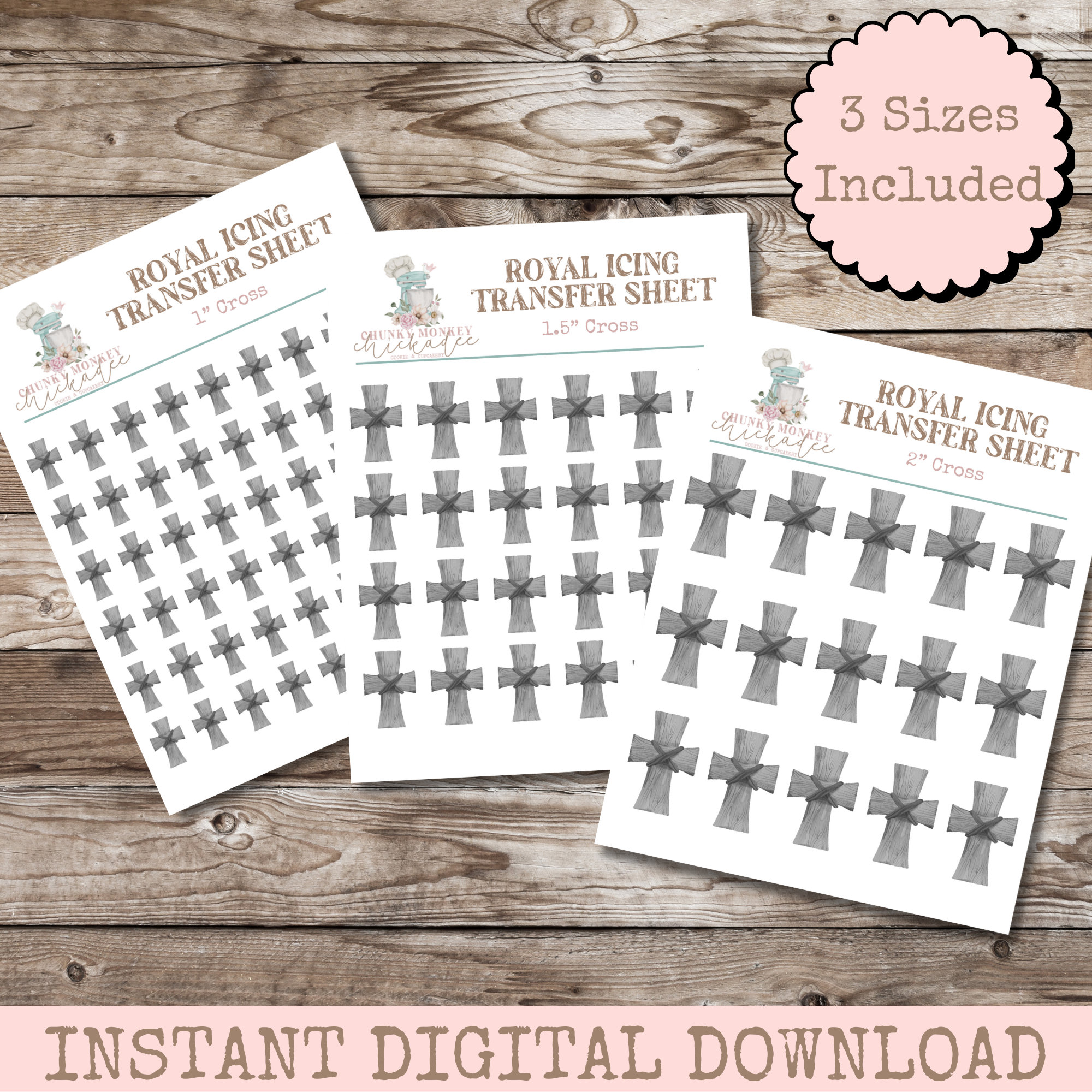 Easter Cross Royal Icing Transfer Sheet, Royal Icing Template, Royal ...