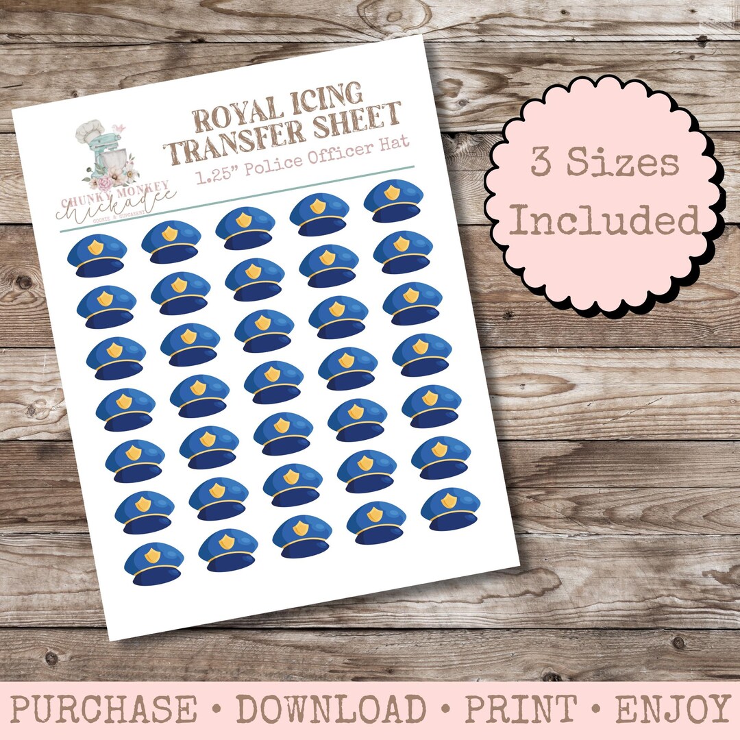 Police Royal Icing Transfer Sheet, Royal Icing Template, Royal Icing ...