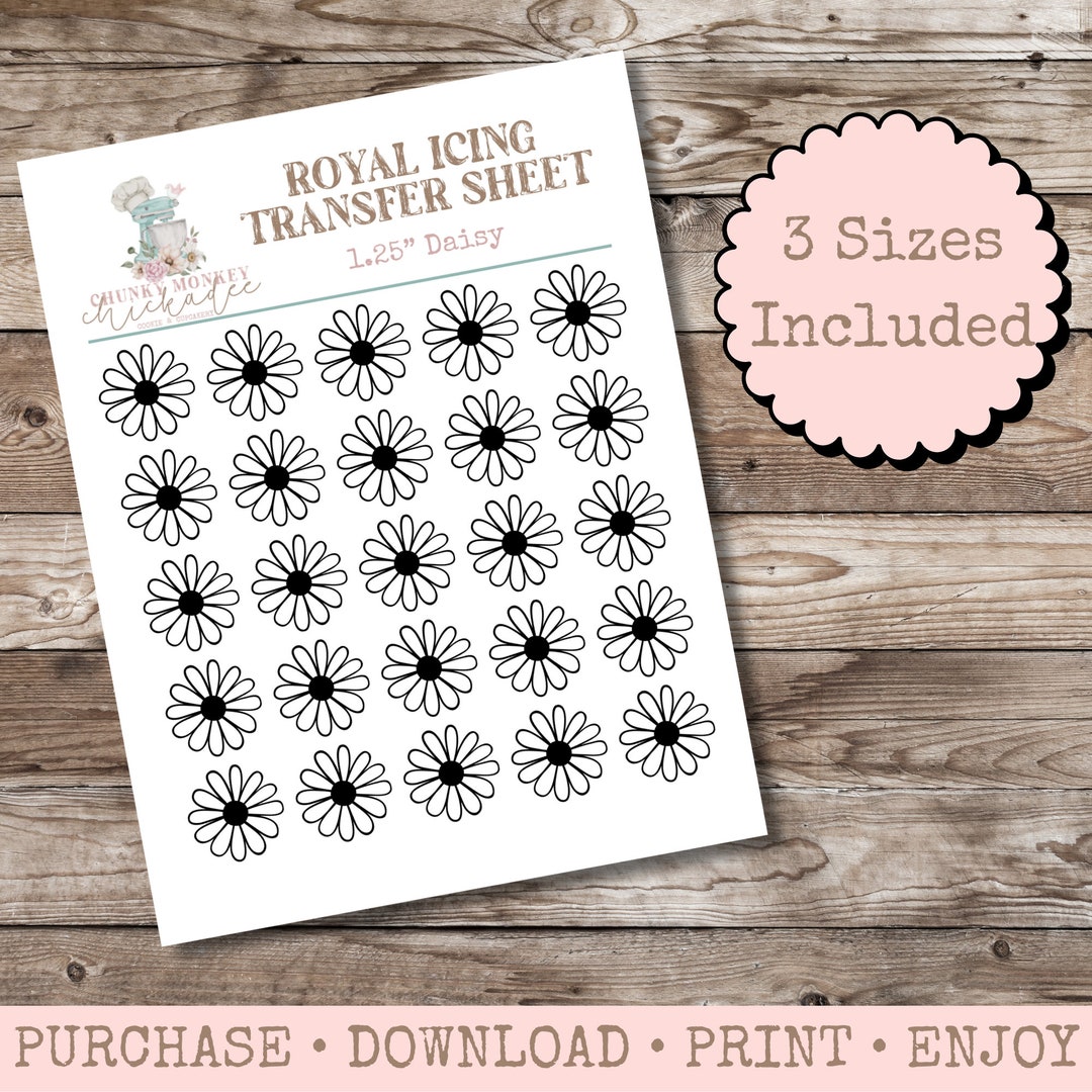 Easter Daisy Royal Icing Transfer Sheet, Royal Icing Template, Royal ...