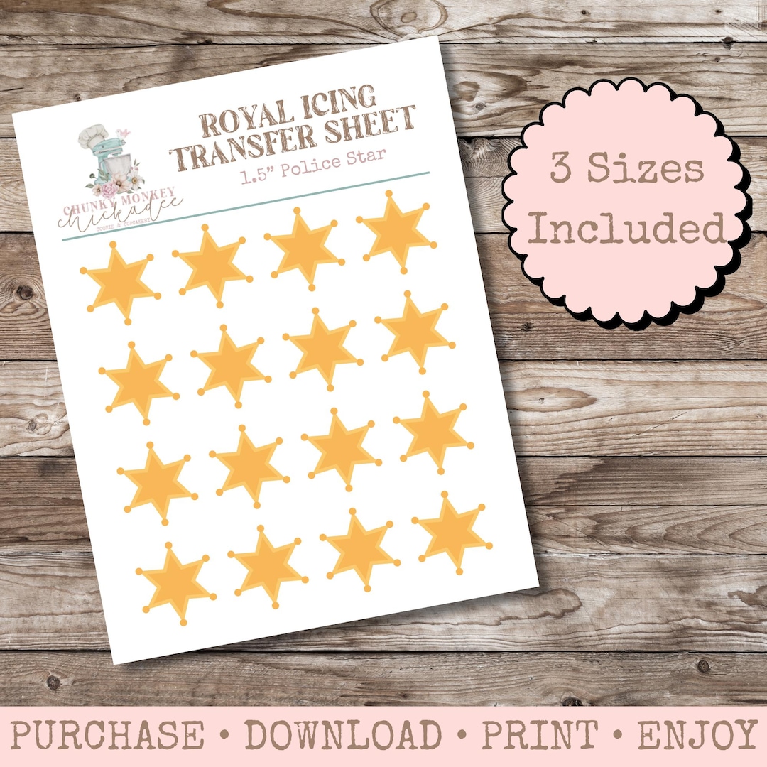 Police Royal Icing Transfer Sheet, Royal Icing Template, Royal Icing ...