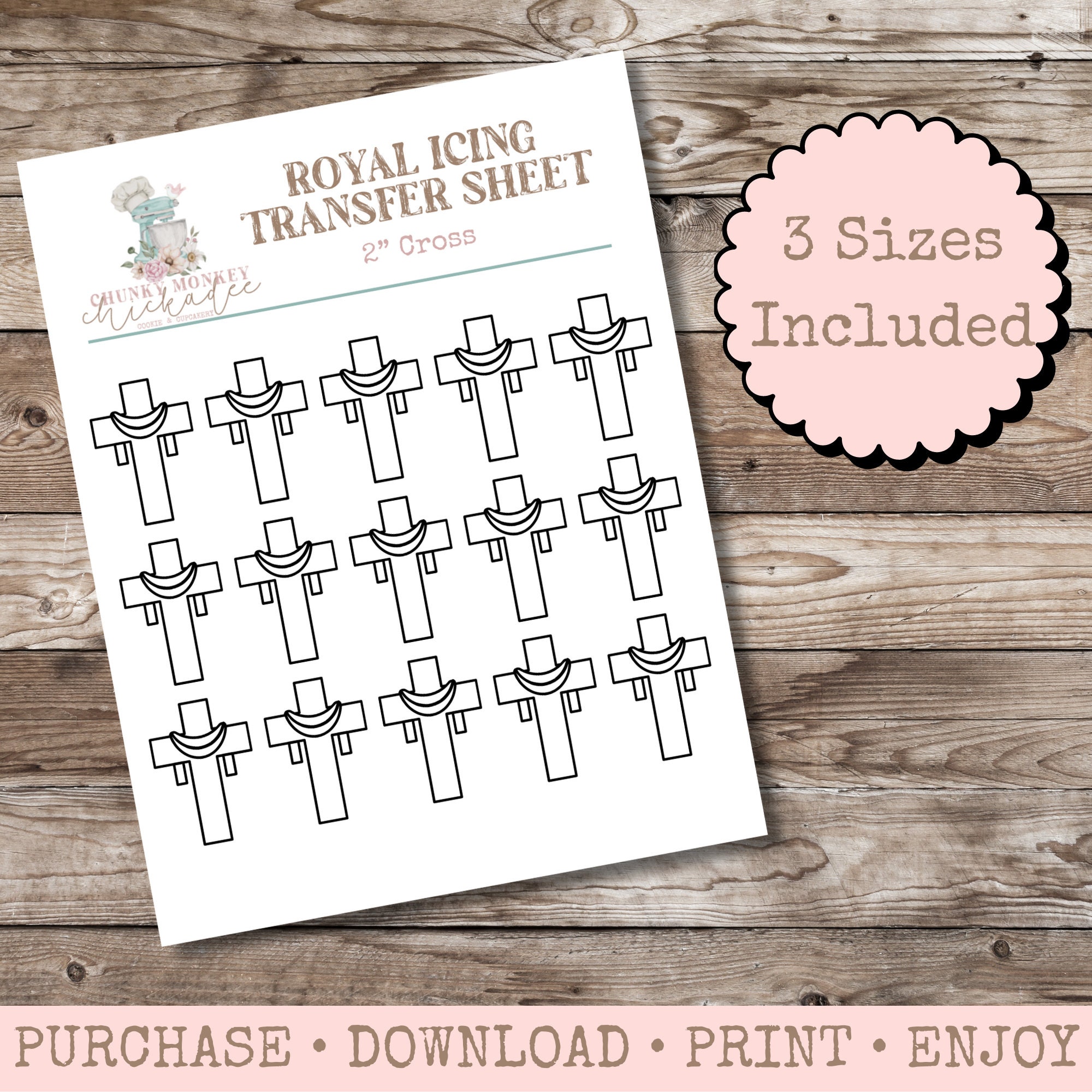 Easter Cross Royal Icing Transfer Sheet, Royal Icing Template, Royal ...