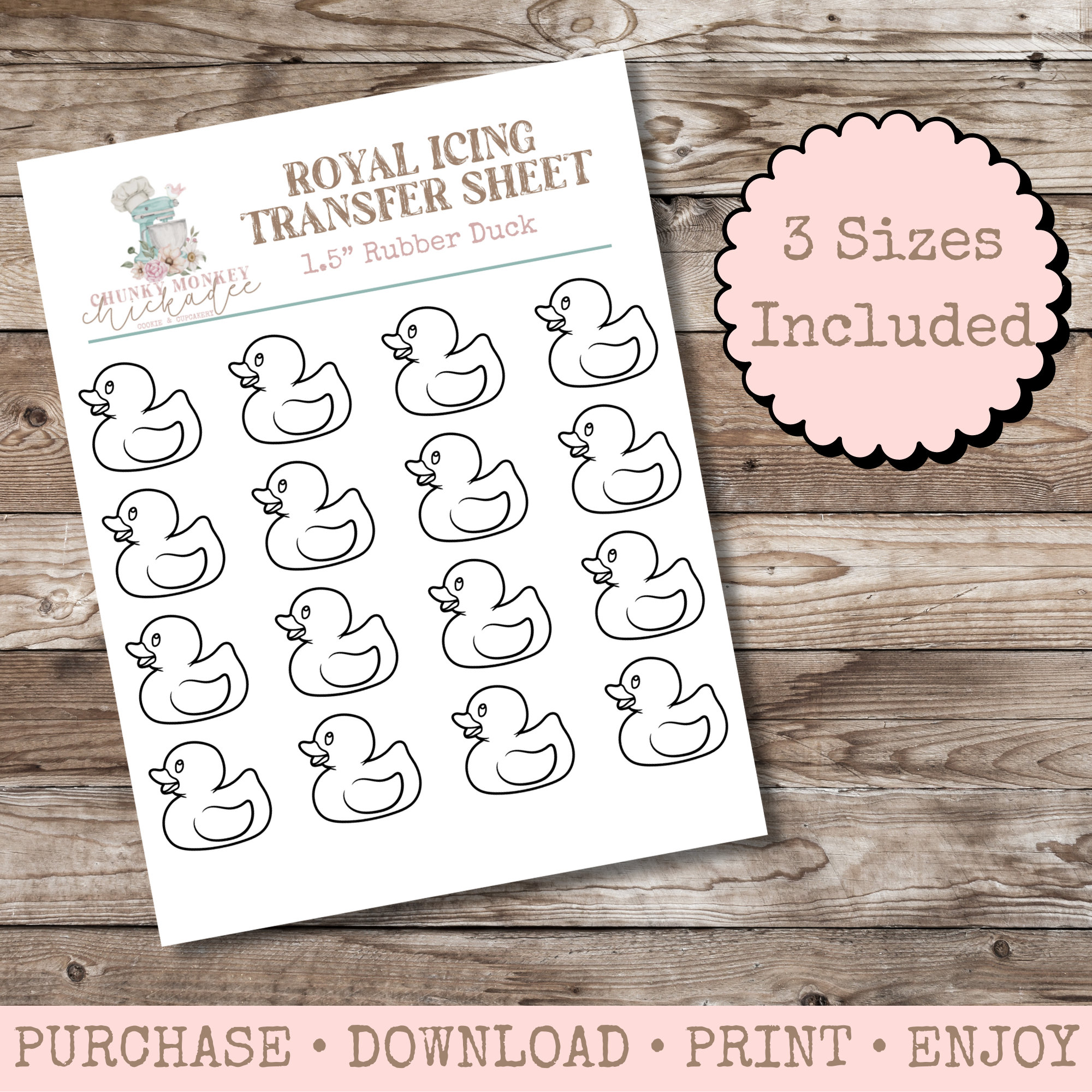 Rubber Ducky Royal Icing Transfer Sheet, Royal Icing Template, Royal ...