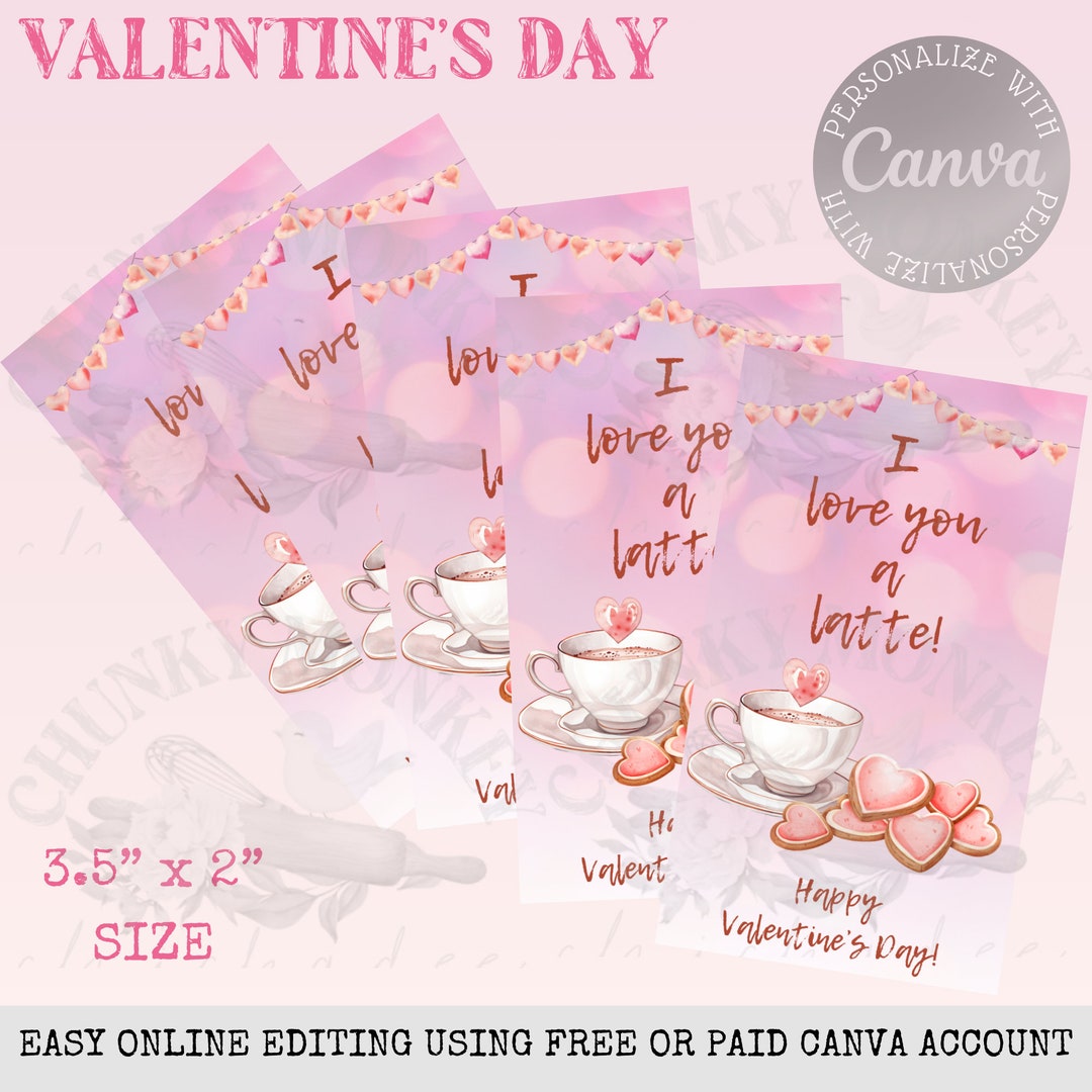 CANVA Editable I Love You A Latte Valentines Day Portrait Tag ...