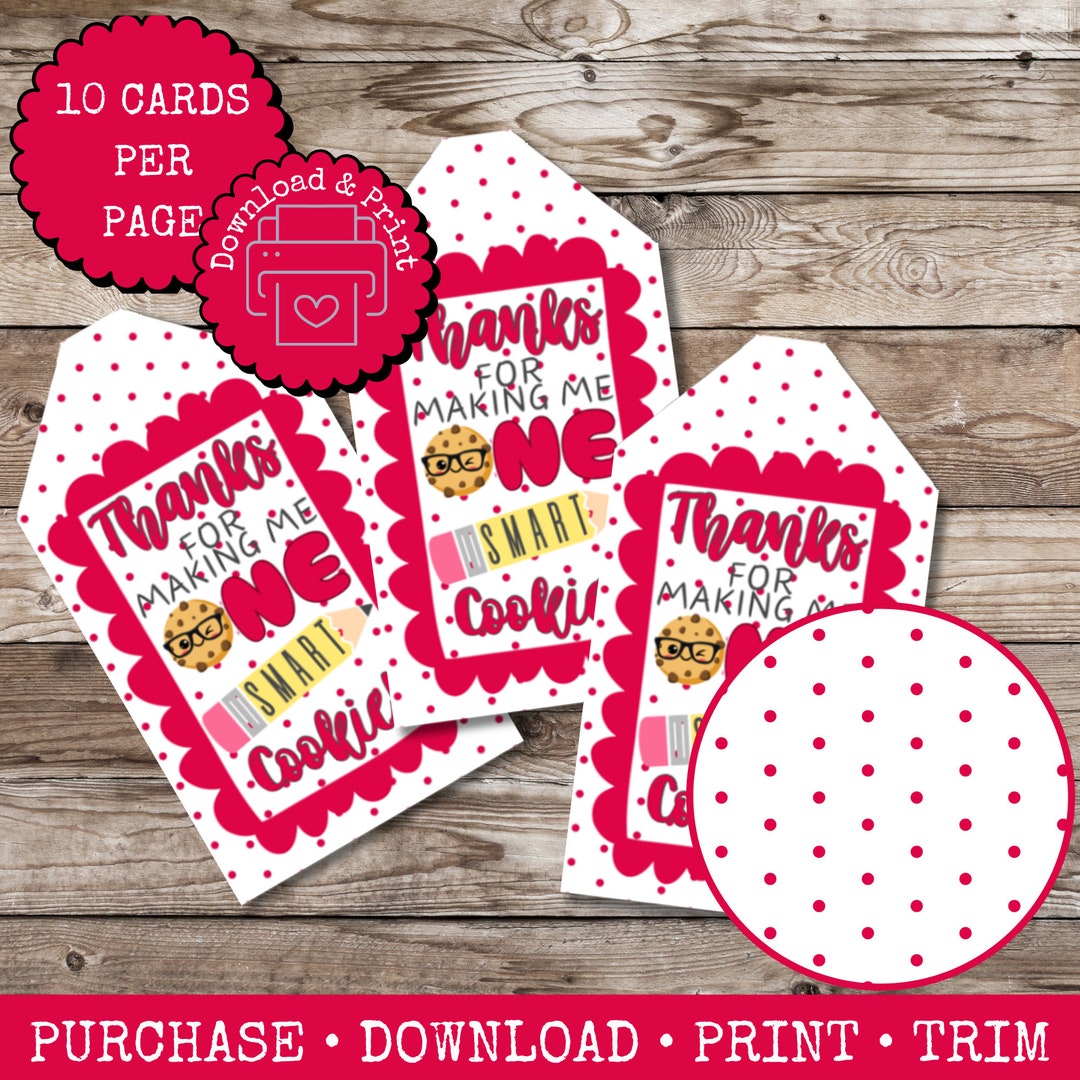 One Smart Cookie Tag, Printable Party Favor Tags, Digital Download Tag ...