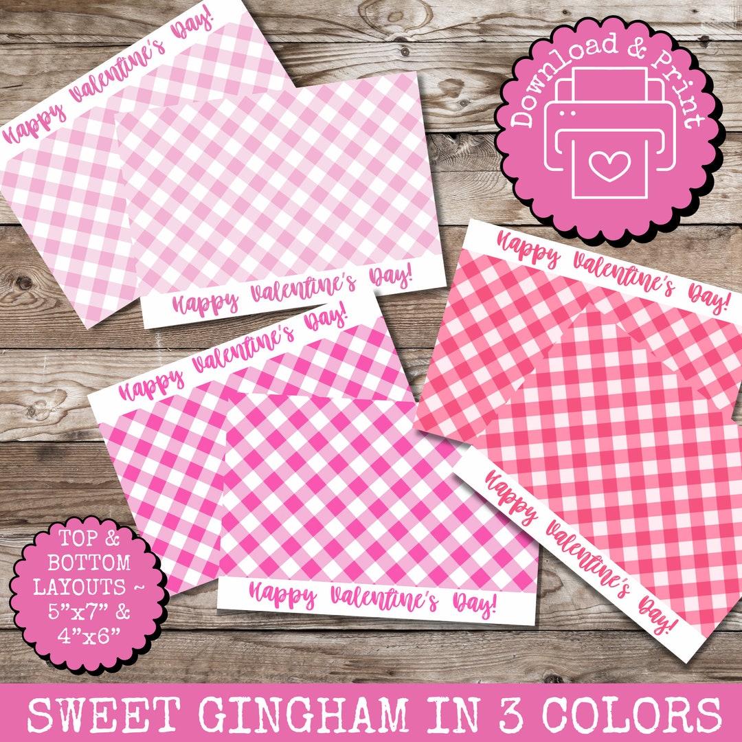 Valentine Gingham Cookie Card, Cookie Card, Printable Cookie Card ...