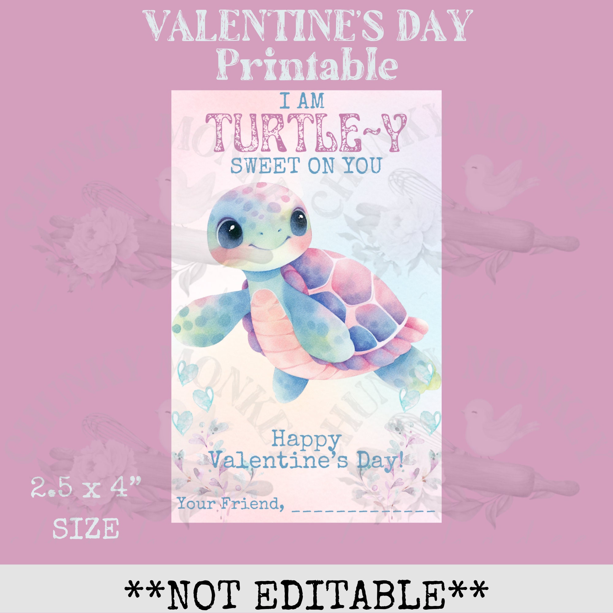 PRINTABLE Valentine, Watercolor, Printable Card, Classroom Valentine ...