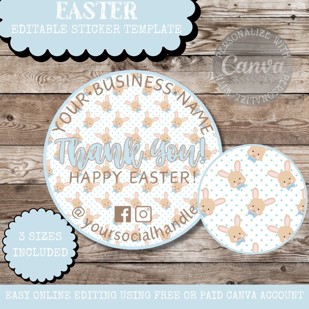 CANVA Editable Easter Cookie Circle Sticker, Cookie Sticker, Printable ...