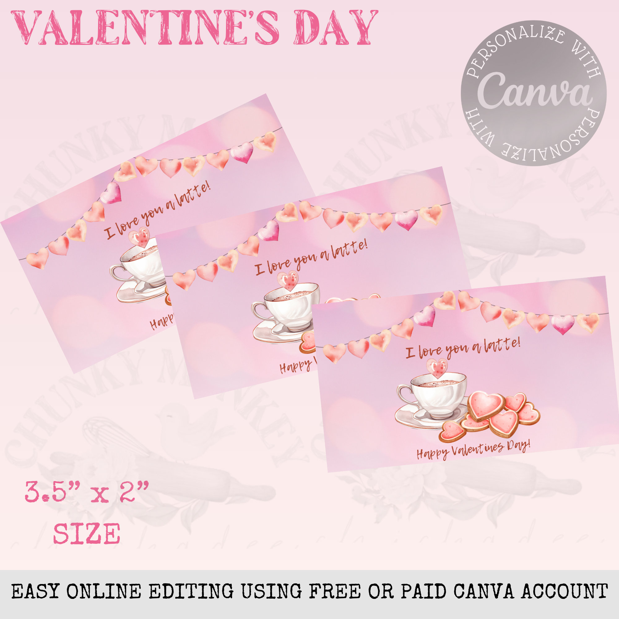 CANVA Editable I Love You A Latte Valentines Day Tag, Printable Cookie ...