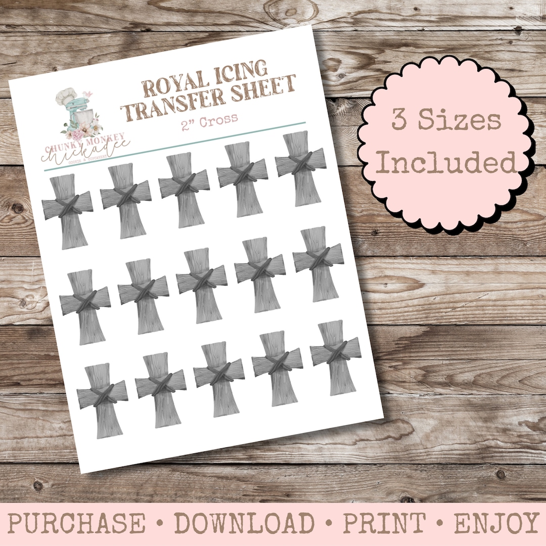 Easter Cross Royal Icing Transfer Sheet, Royal Icing Template, Royal ...