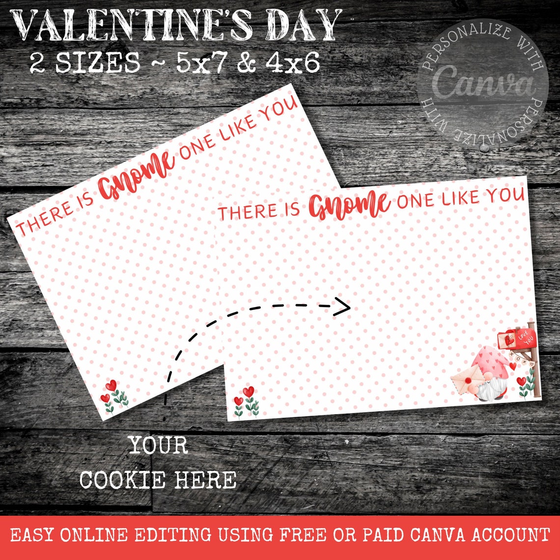 CANVA Editable Valentine Cookie Card, Cookie Card, Printable Cookie ...