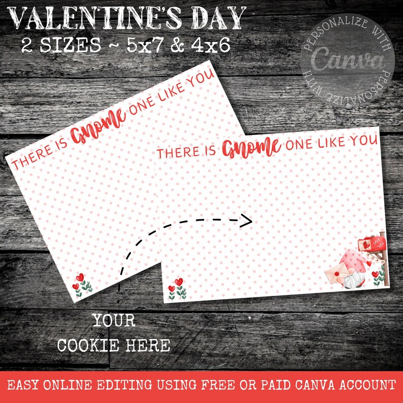 CANVA Editable Valentine Cookie Card, Cookie Card, Printable Cookie ...