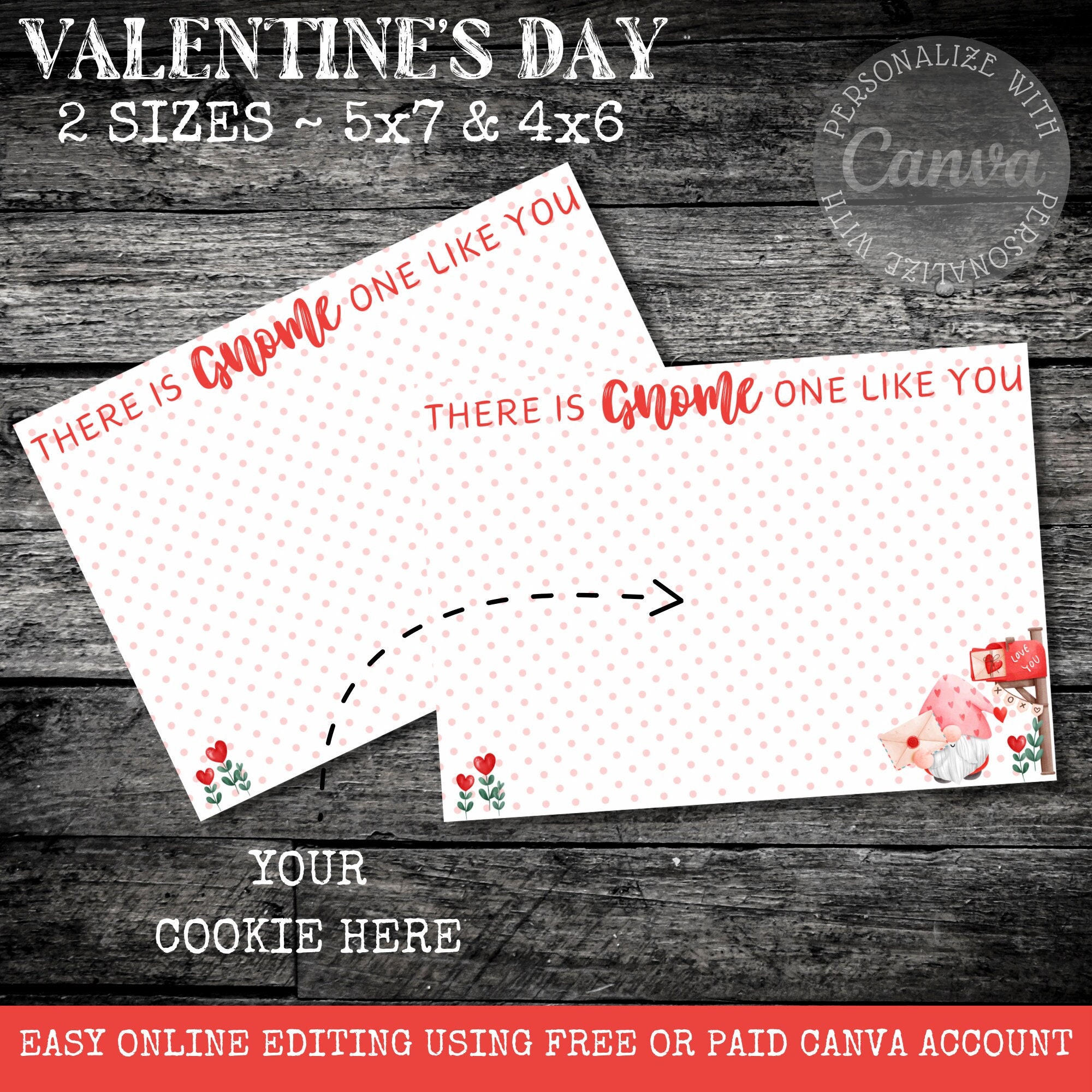 CANVA Editable Valentine Cookie Card, Cookie Card, Printable Cookie ...