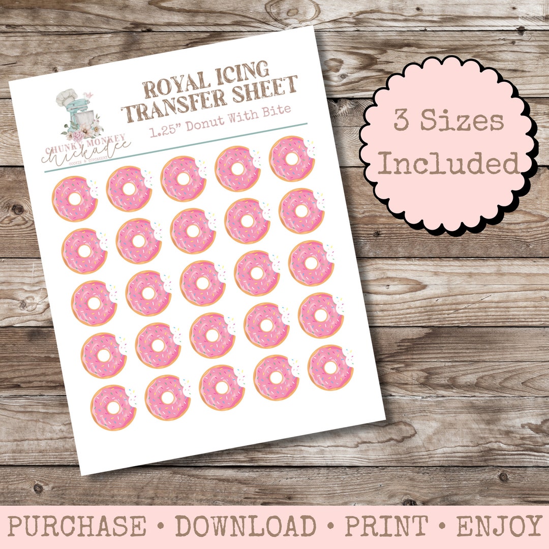 Donut Royal Icing Transfer Sheet, Royal Icing Template, Royal Icing ...